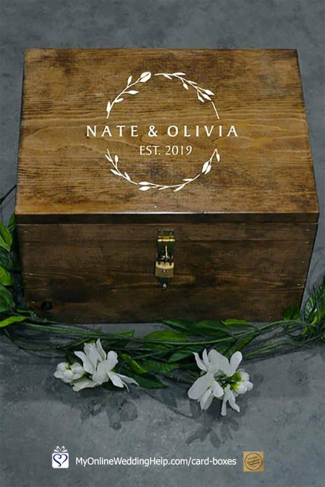 Wooden Wedding Card Box with lock. Three sizes.