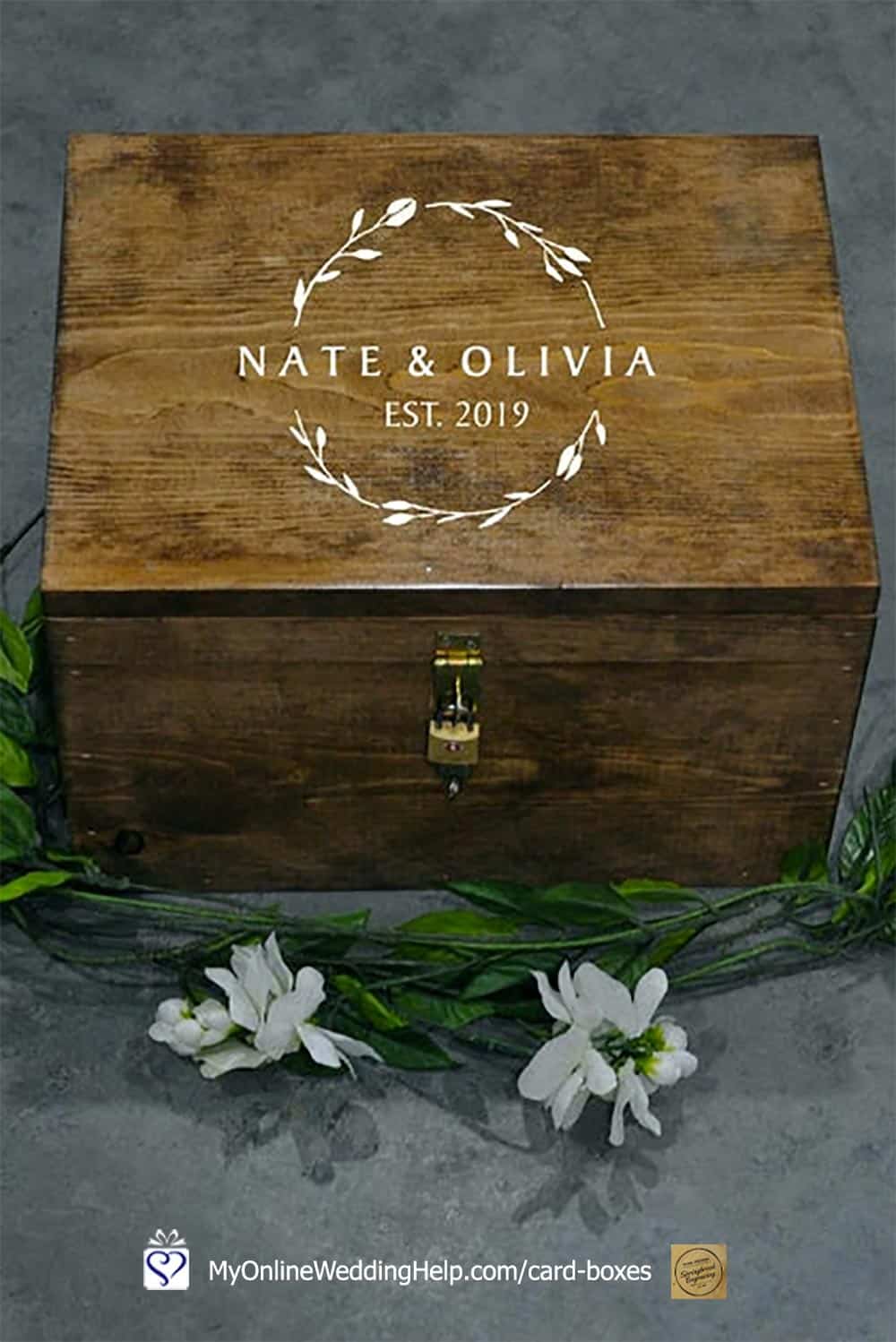 Wooden Wedding Card Box with lock. Three sizes.