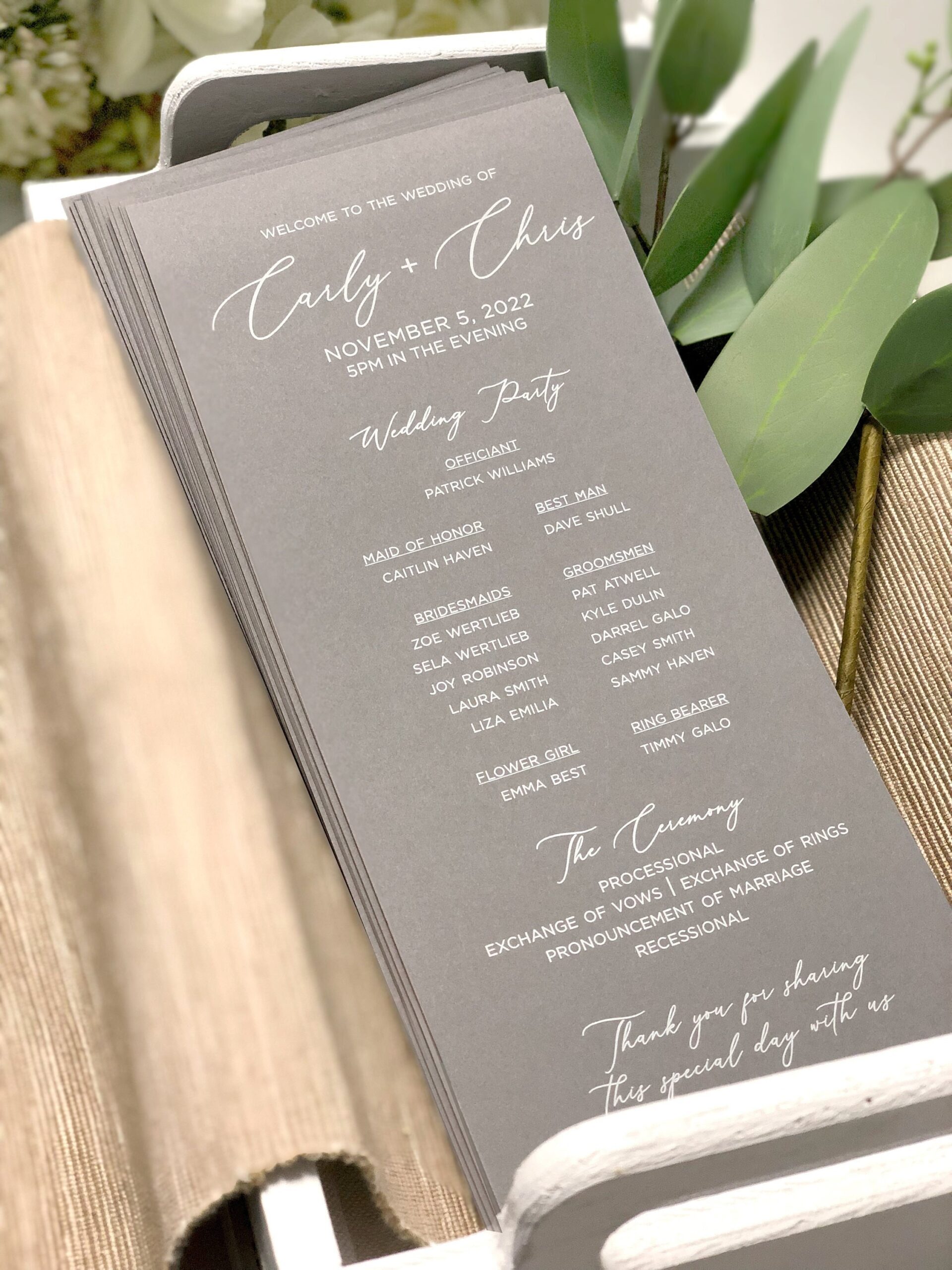 Wedding Ceremony Programs (Page 1 of 1)